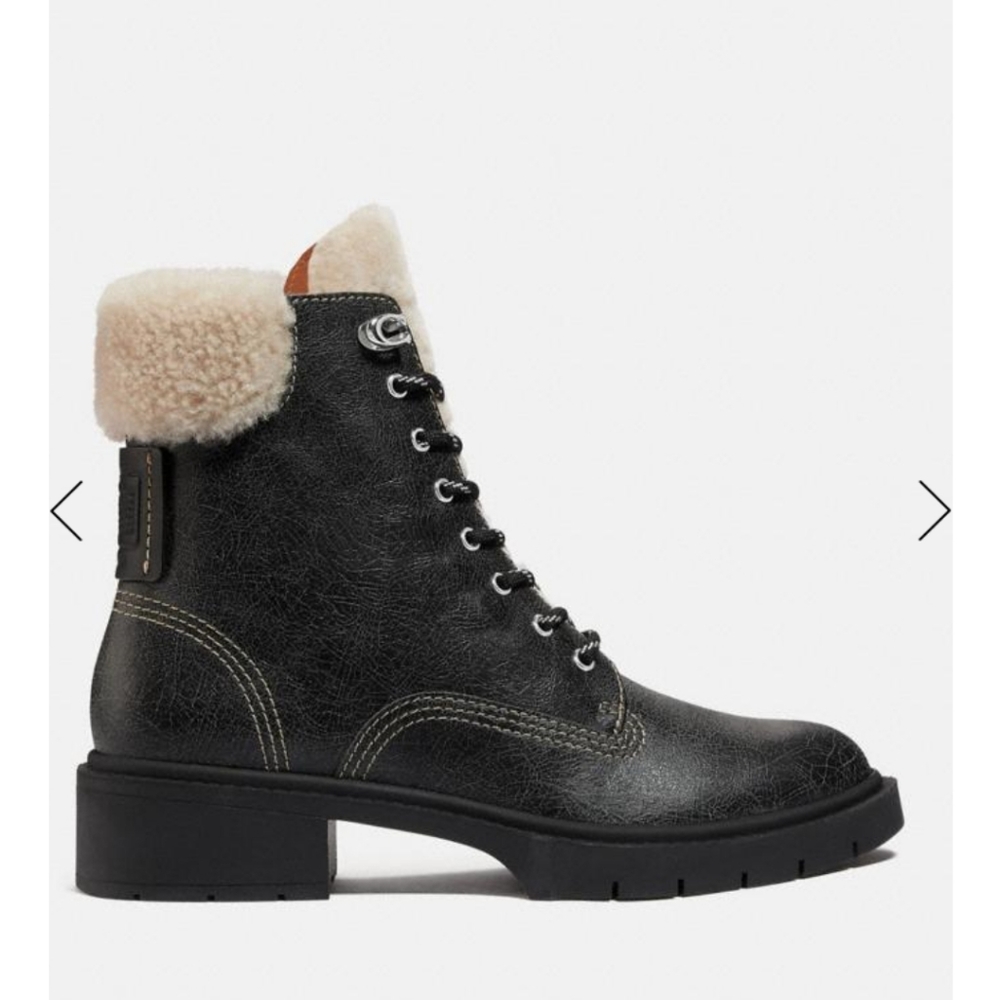 Coach Lorimer Leather Black Combat Moto Boots - Gem